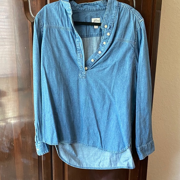 J. Crew | Tops | J Crew Light Blue Denim Henley Shirt | Poshmark